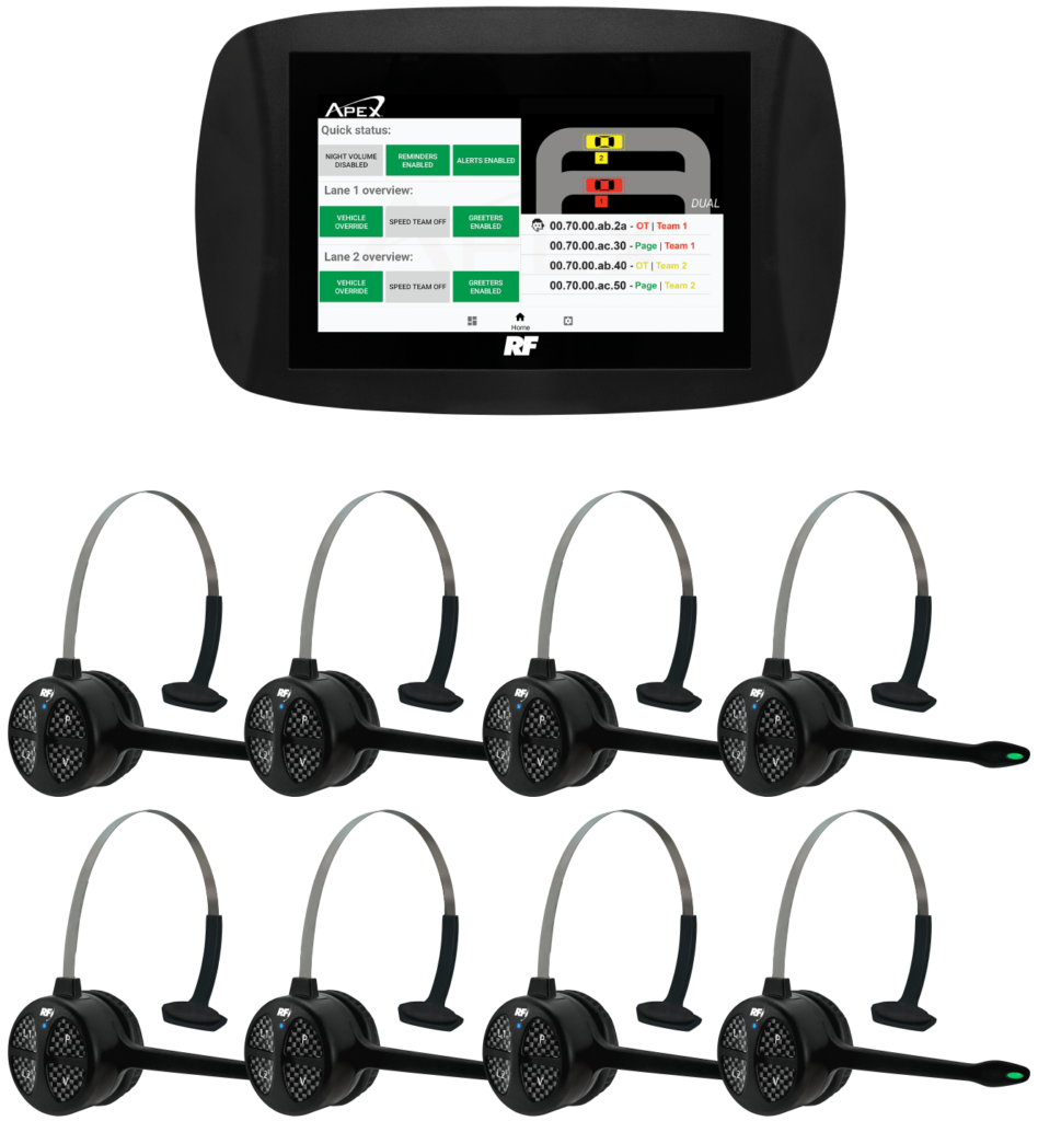 RF APEX Dual Lane 8 Headset Drive-Thru System - AI Features